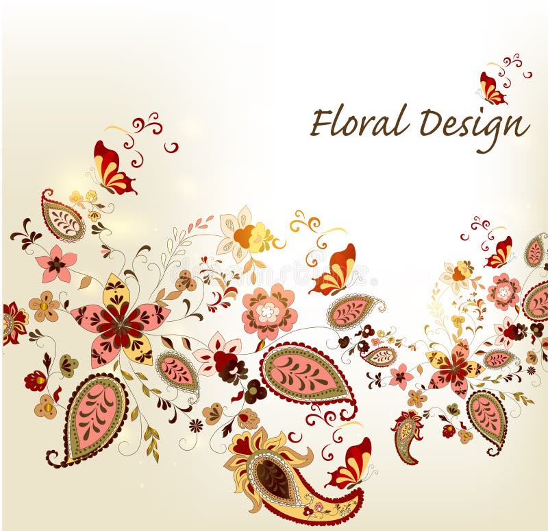 Floral Stylish Vector Background with Vintage Stock Vector ...