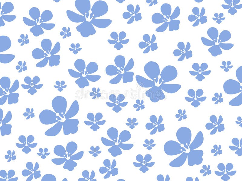 Floral Summer Pattern with Light Blue Flowers of Different Sizes on ...