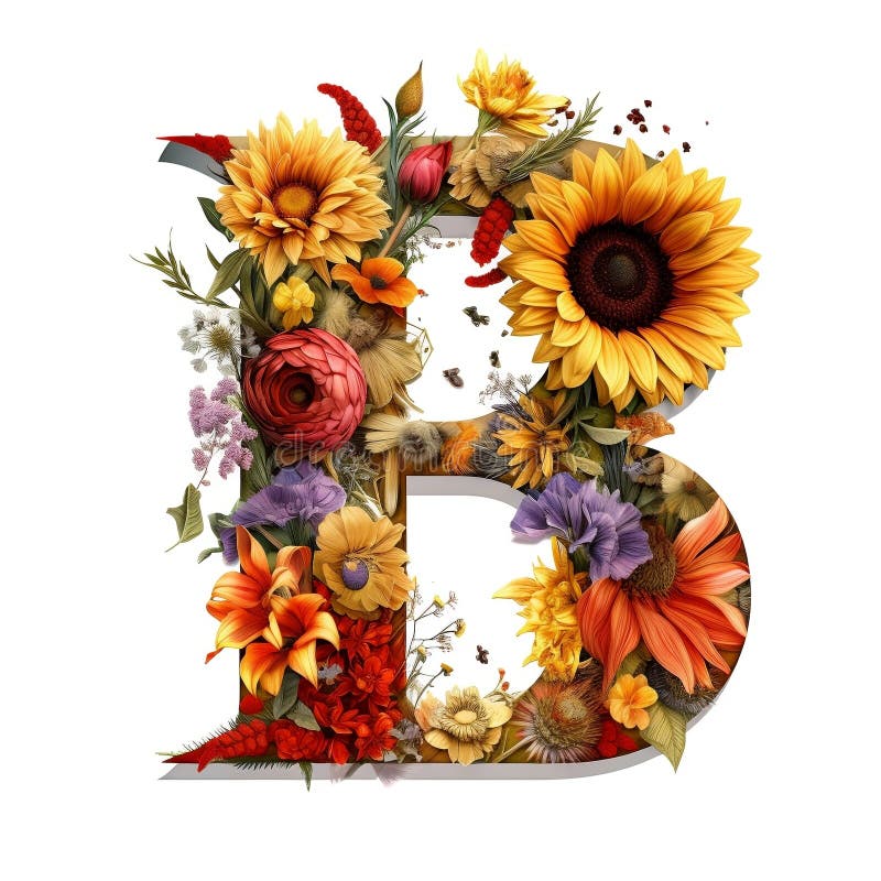 Floral and Sunflower, Colorful Illustration Letter F. Generative AI ... Floral and Sunflower, Colorful Illustration Letter F. Generative AI ...