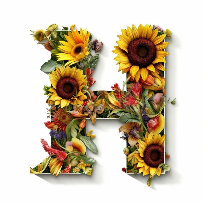 Floral and Sunflower, Colorful Illustration Letter R. Generative AI ... Floral and Sunflower, Colorful Illustration Letter R. Generative AI ...