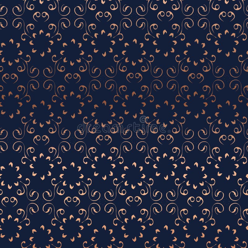 Floral Symmetrical Seamless Pattern Texture. Shiny Copper Gold Gradient ...