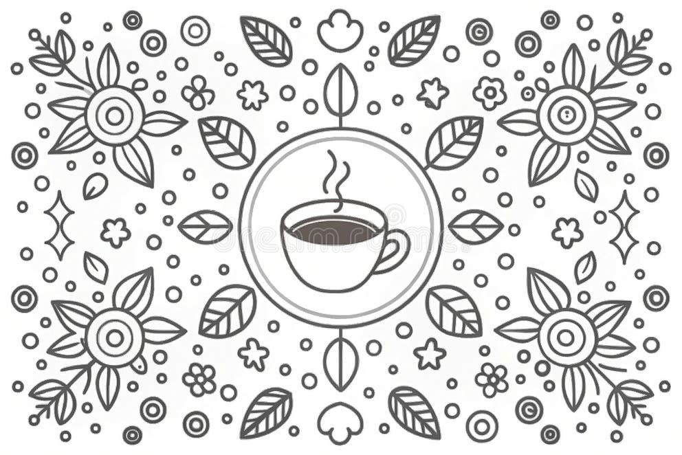Floral Tea Cup Graphic Design Stock Illustration - Illustration of ...