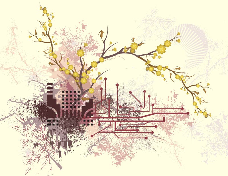 Floral Technical Background Stock Vector - Illustration of circuit ...