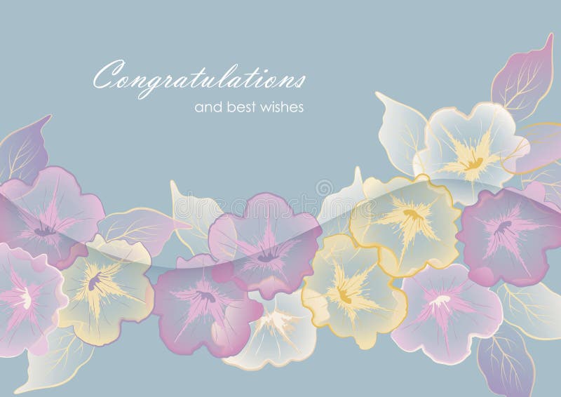 Floral Template Greeting Card with Pastel Flowers Stock Vector ...