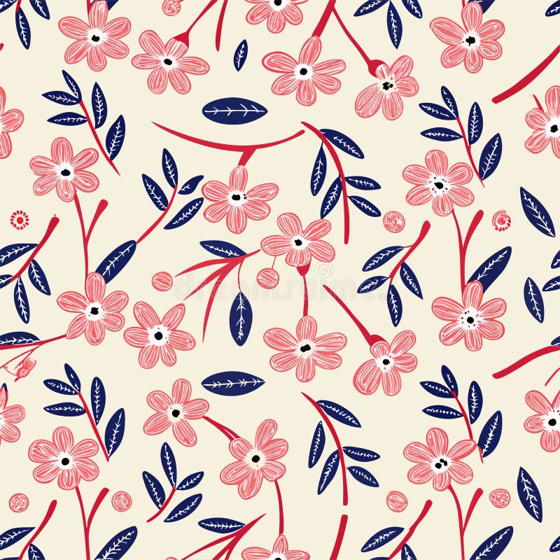 Floral Textile Seamless Pattern Design Stock Vector - Illustration of ...