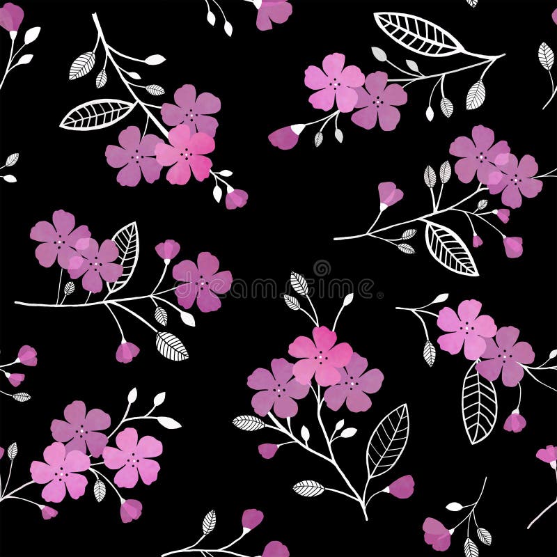 Floral Texture with Spring Blooming Twigs Bright Color Floristic ...