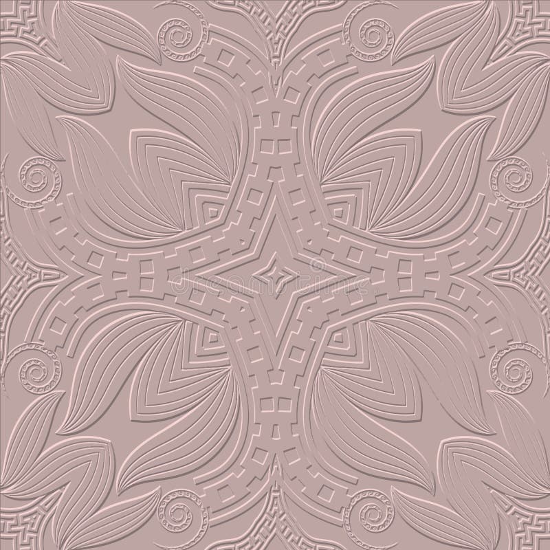 Floral Textured 3d Seamless Pattern. Relief Embossed Light Background ...