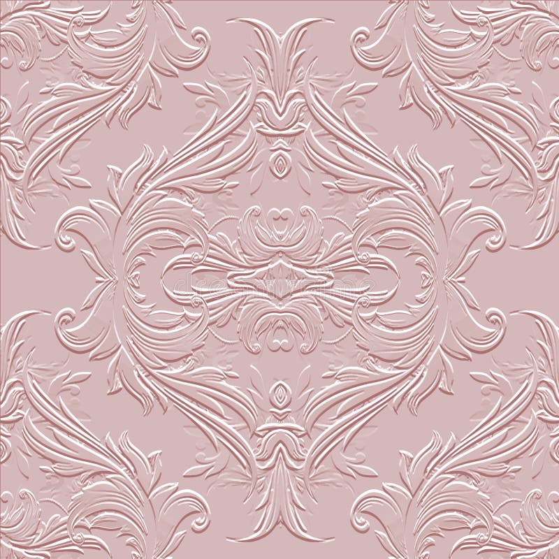 Floral Textured 3d Seamless Pattern. Vector Embossed Light Pink ...