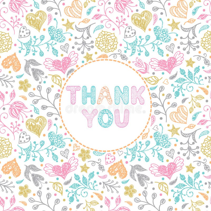 Floral thank you card stock vector. Illustration of flower - 90873947