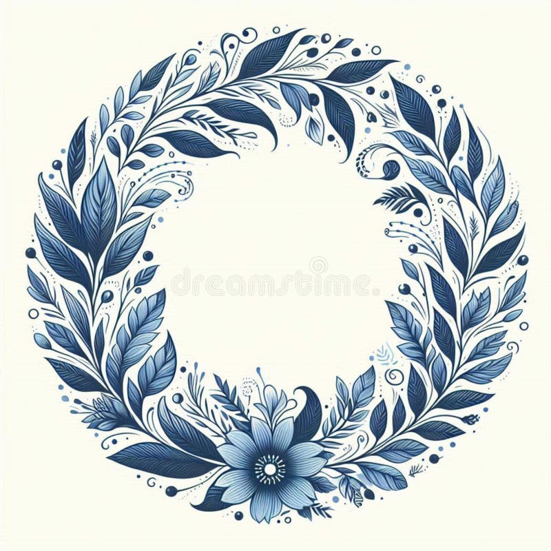 Floral Theme Circle Frame with White Isolation Stock Photo - Image of ...