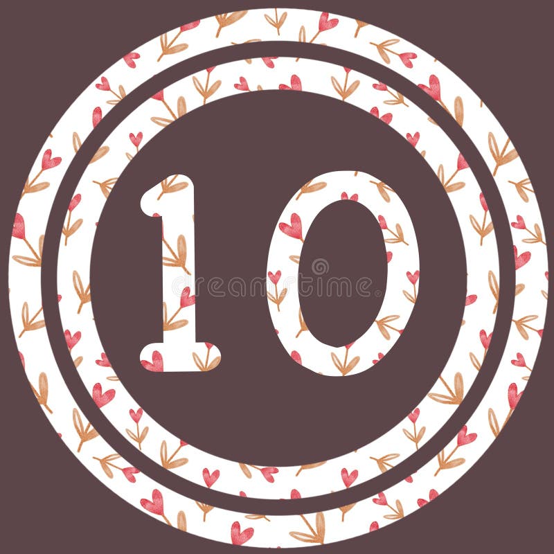 Floral-themed Number Ten Design on a Dark Background, Ideal for ...
