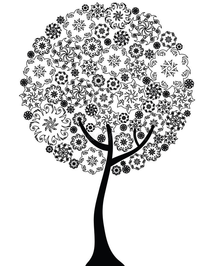 Floral Tree Outline Silhouette Stock Vector - Image: 14261418