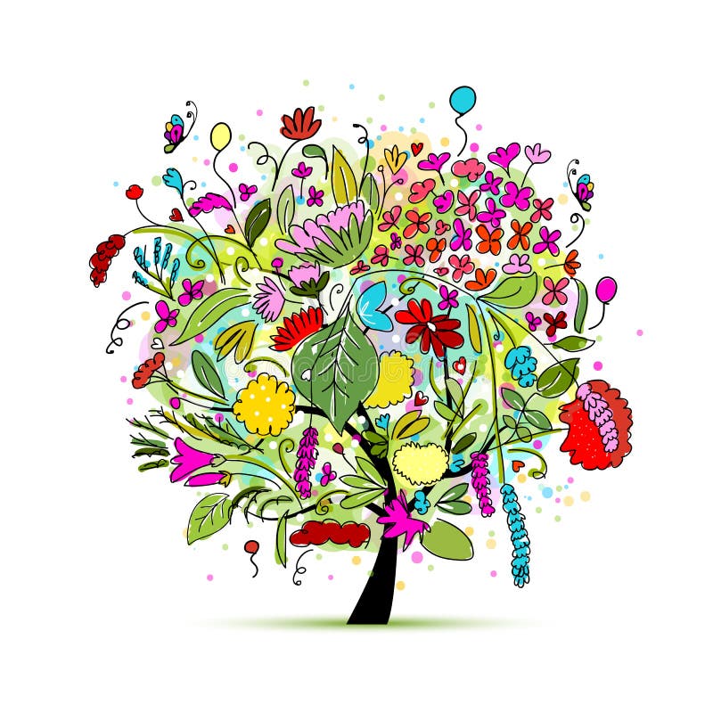 Floral Tree for Your Design Stock Vector - Illustration of nature ...