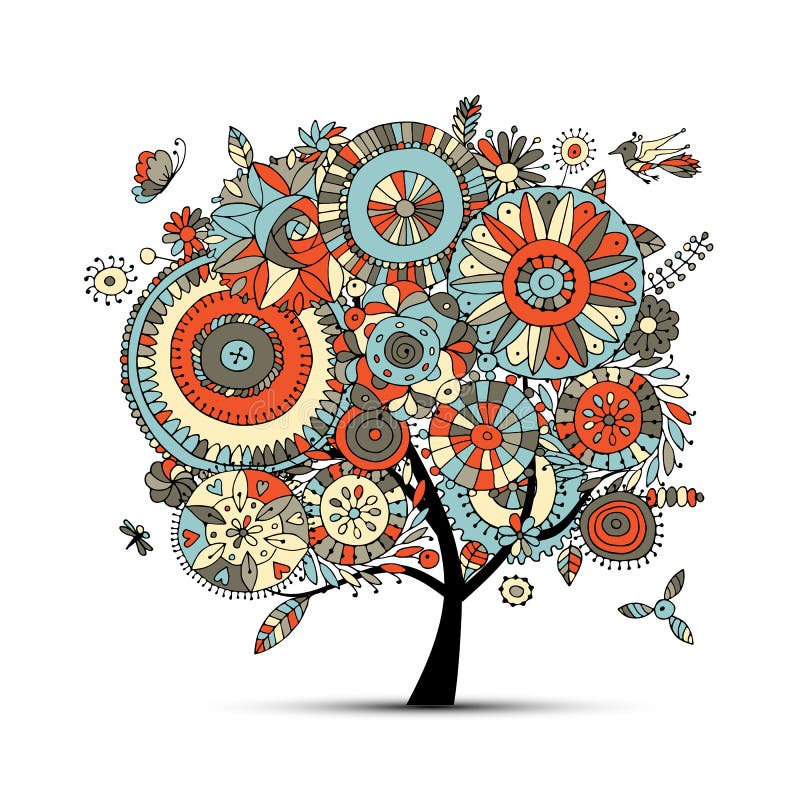 Floral Tree for Your Design Stock Vector - Illustration of bush, logo ...