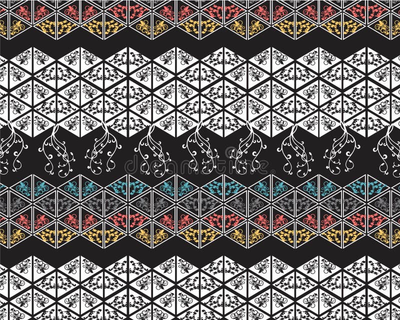 Floral Triangle Pattern with Tropical Plants Stock Illustration ...