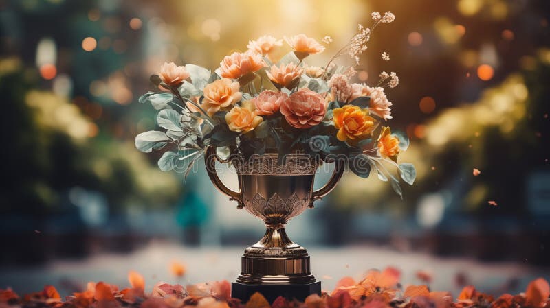 Floral Trophy at Awards Ceremony. Banner with Place for Text Stock ...