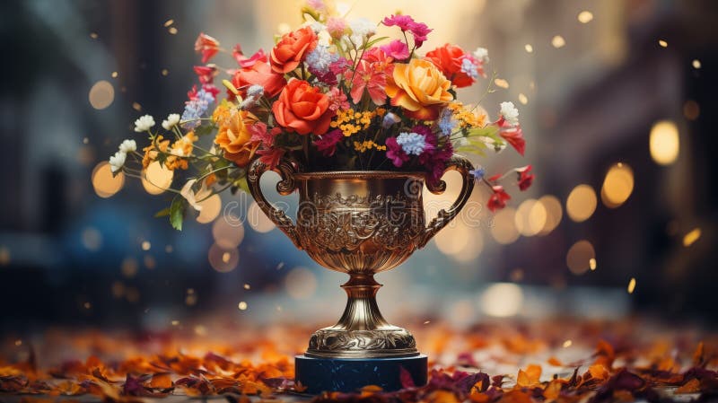 Floral Trophy at Awards Ceremony. Banner with Place for Text Stock ...