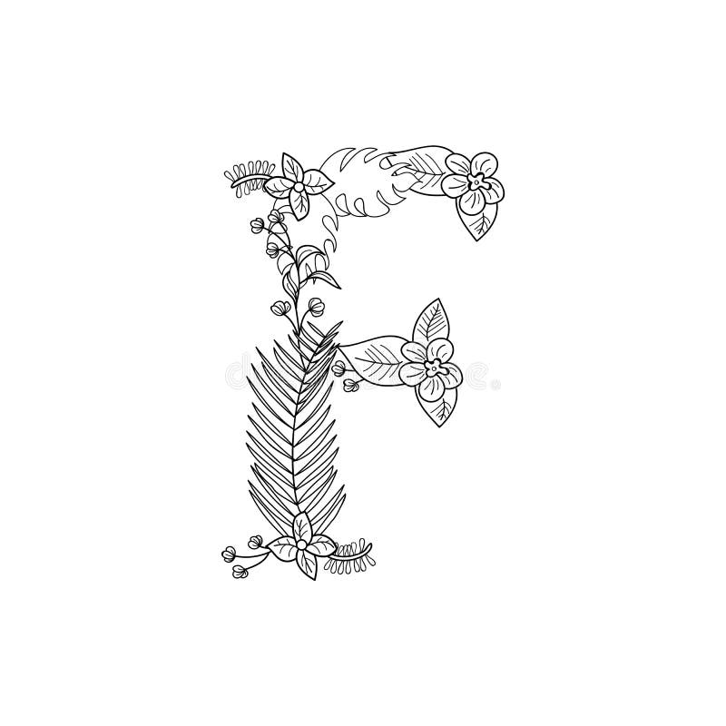 Floral tropical Letra f ilustración del vector. Ilustración de flor ...