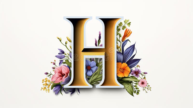 Floral Typographical Logo with Cambria Font Featuring Letter H , Spring ...