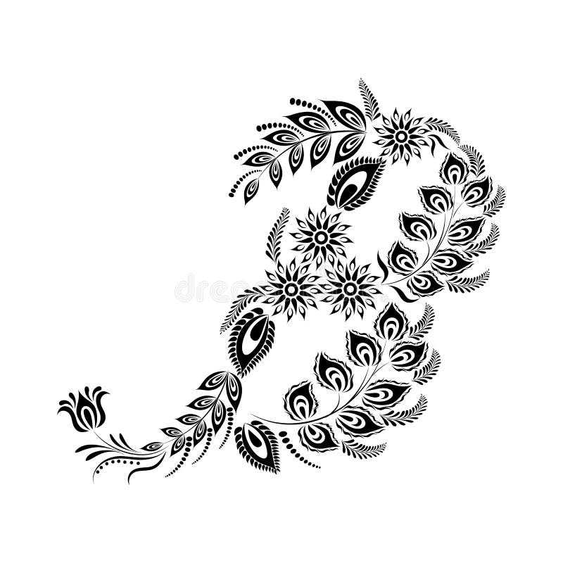Floral Uppercase Letter B Monogram Stock Vector - Illustration of text ...