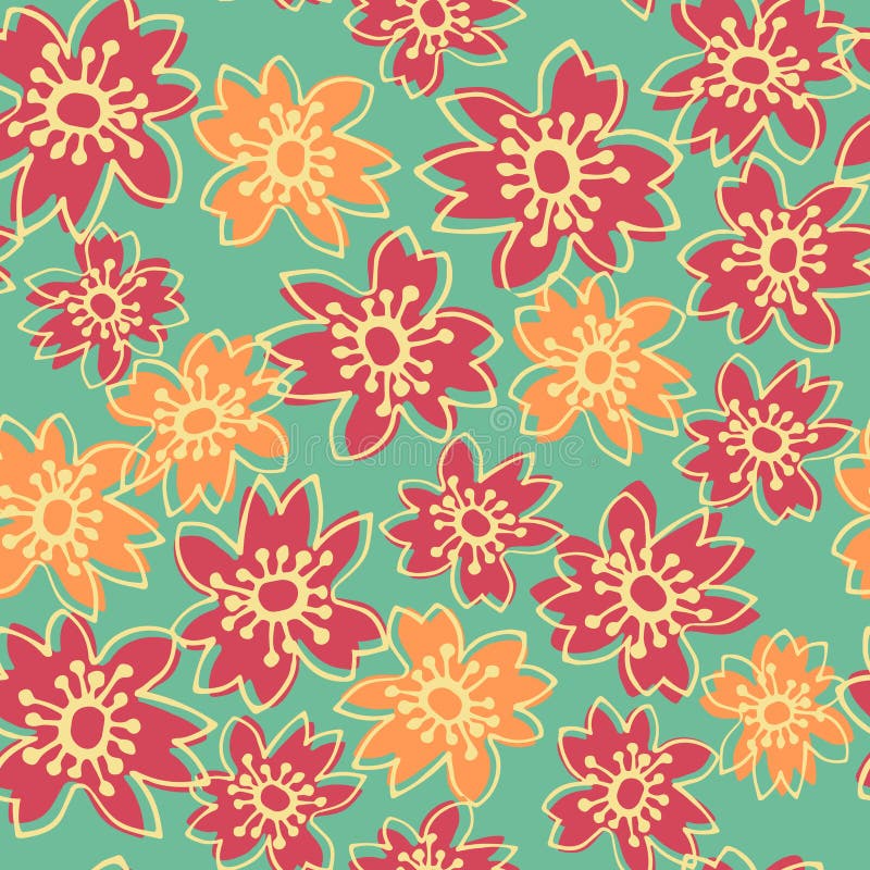 Floral Vector Color Seamless Pattern Stock Vector - Illustration of ...