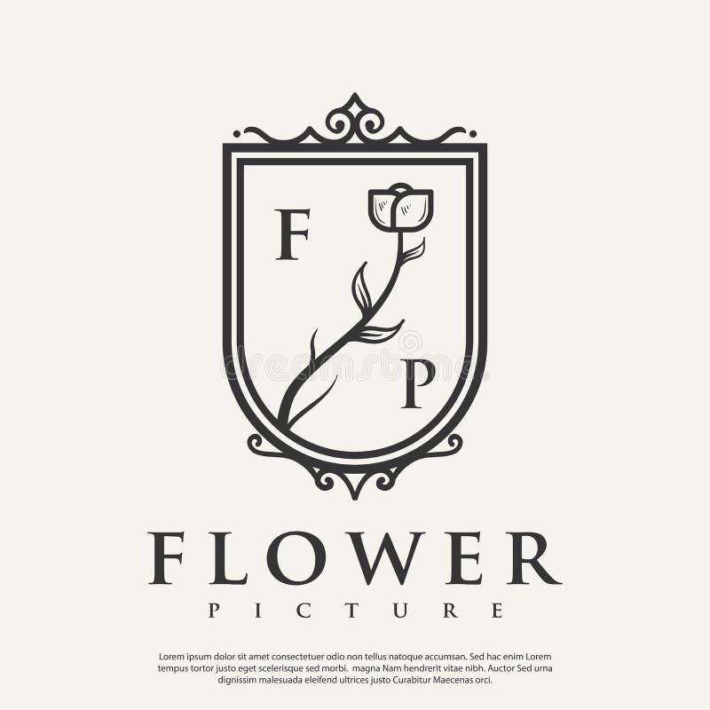 Floral Vector Logo with a Fancy Frame Stock Vector - Illustration of ...