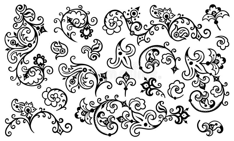 Floral Vector Vintage Engraved Nature Elements and Objects Set Stock ...