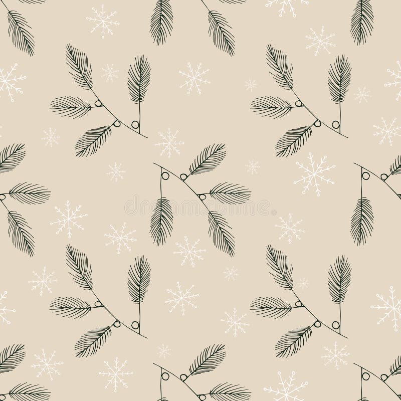 Floral Vector Xmas Celebration. Vintage Winter Pattern in Modern Style ...