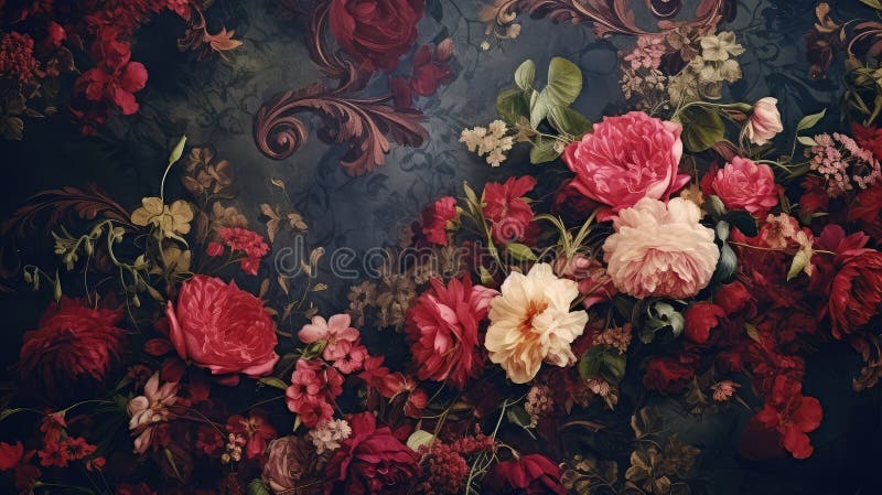 Floral victorian texture stock illustration. Illustration of generated ...
