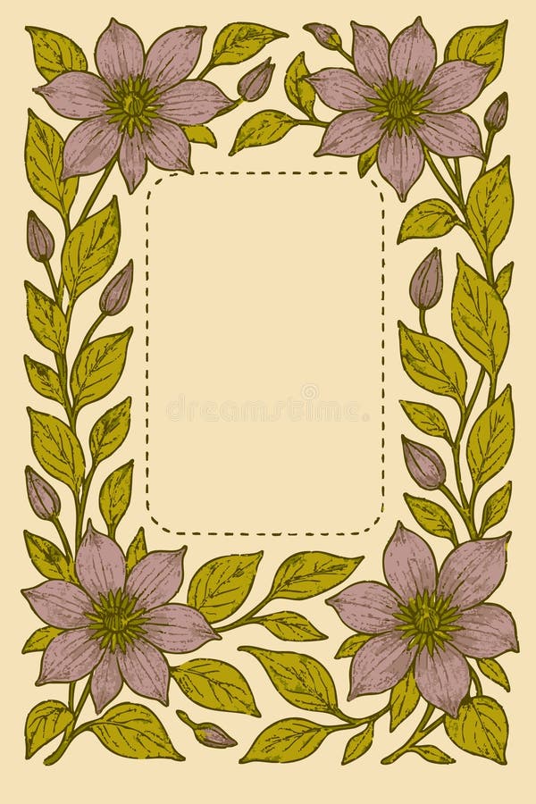 Floral Vine Background Border Label Invitation Print Design in Vector ...