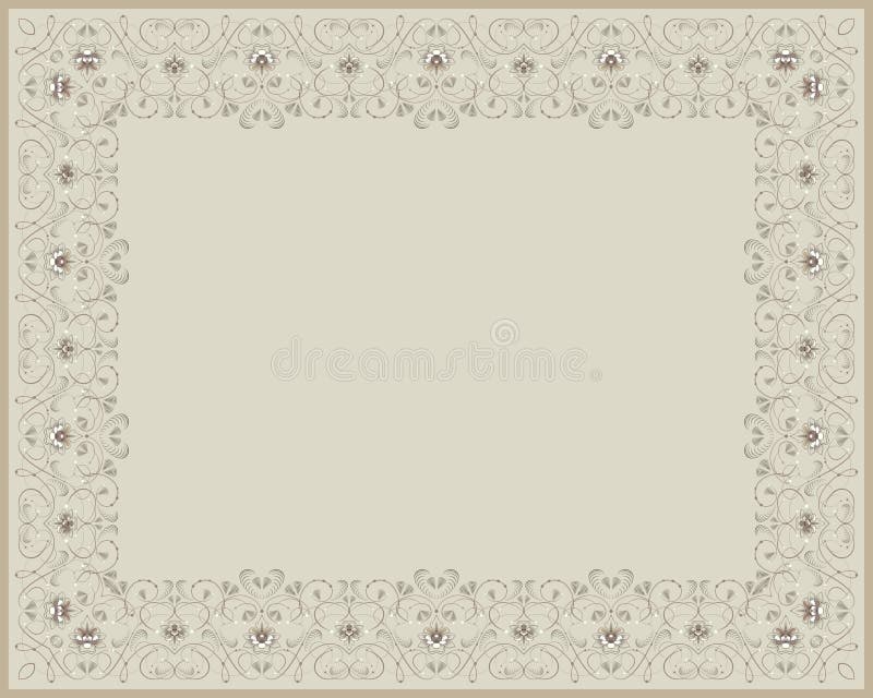 Floral Vintage Beige Border Stock Illustration - Illustration of plant ...