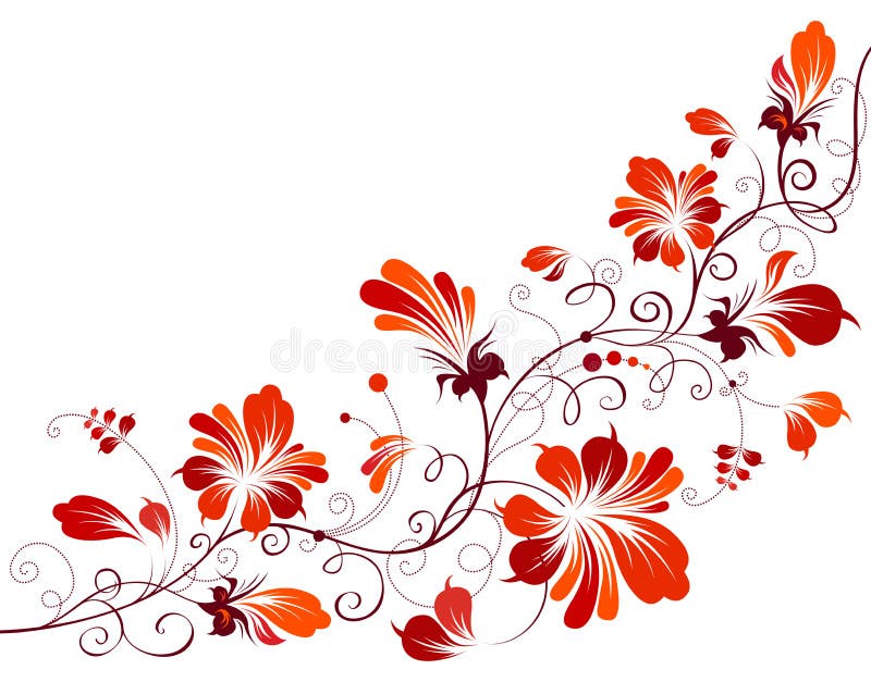 Floral vintage corner. stock illustration. Illustration of branch ...