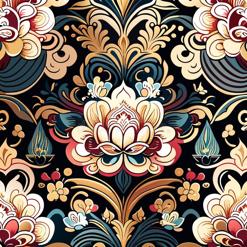 Floral Vintage Pattern Design Illustration Background_095 Stock Vector ...