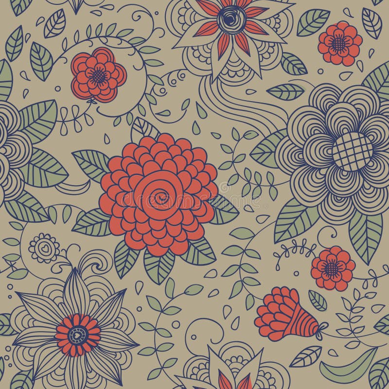 Floral Vintage Seamless Pattern Stock Vector - Illustration of cute ...