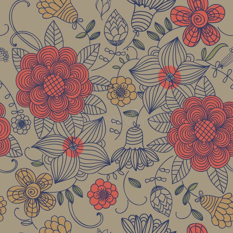 Floral Vintage Seamless Pattern Stock Vector - Illustration of floral ...