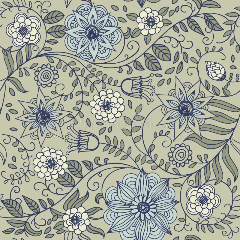 Floral Vintage Seamless Pattern Stock Vector - Illustration of cute ...