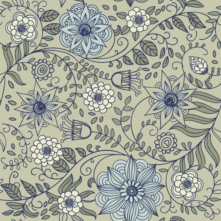 Floral Vintage Seamless Pattern Stock Vector - Illustration of cute ...