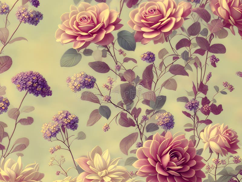 Floral Vintage Wallpaper, Generative AI Illustration Stock Illustration ...