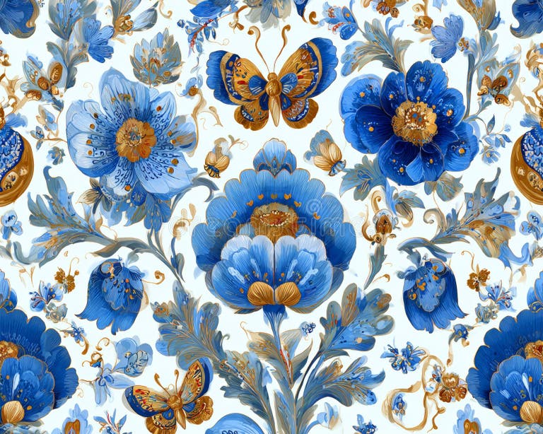 Floral Wallpaper is Characterized by a Blue Grey and Brown Floral ...