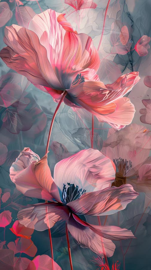Floral Wallpapers in Delicate and Subdued Colors Stock Photo - Image of ...