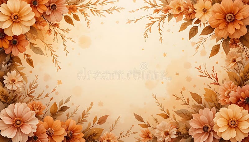 Floral Watercolor Frame with Warm Earth Tones and Space for Text Stock ...
