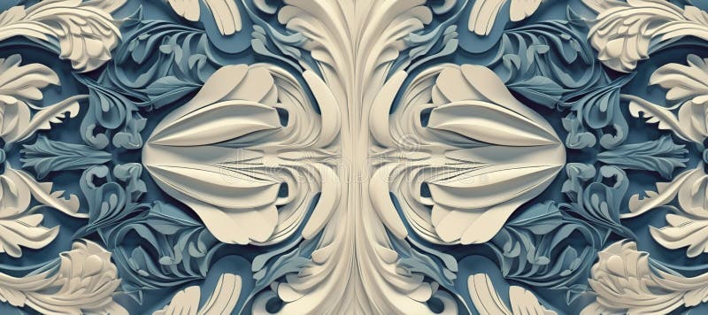 Floral Wave Pattern Motif Background, Leaf, Flower Stock Illustration ...