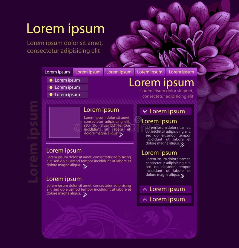 Purple Flower Web Page Design Template Stock Vector - Illustration of ...