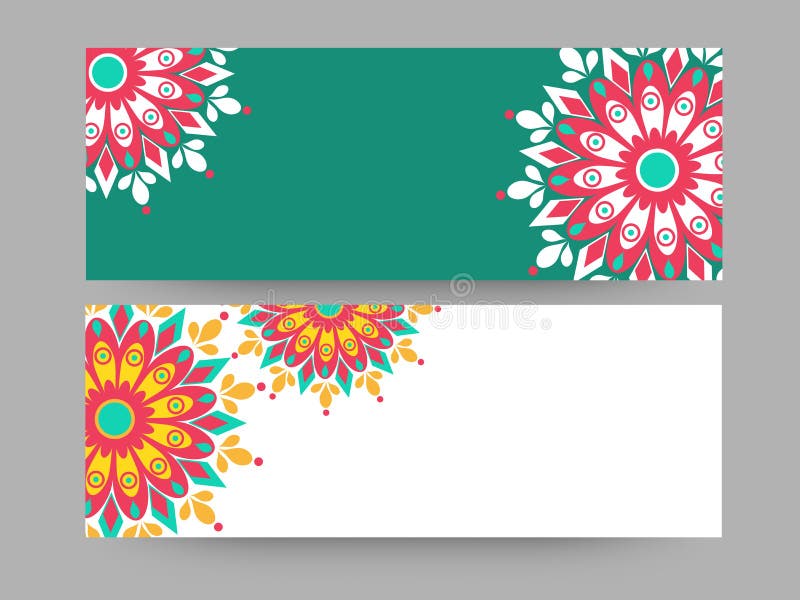 Floral Website Header or Banner Set. Stock Illustration - Illustration ...