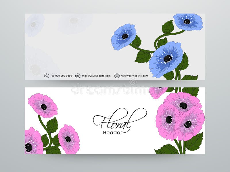 Floral Website Header or Banner Set. Stock Illustration - Illustration ...
