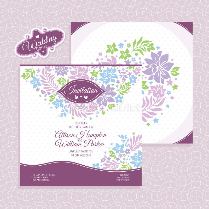 Floral wedding card stock vector. Illustration of event - 46411150
