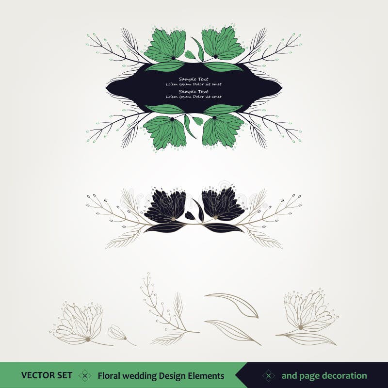 Floral Wedding Design and Elements Stock Illustration - Illustration of ...