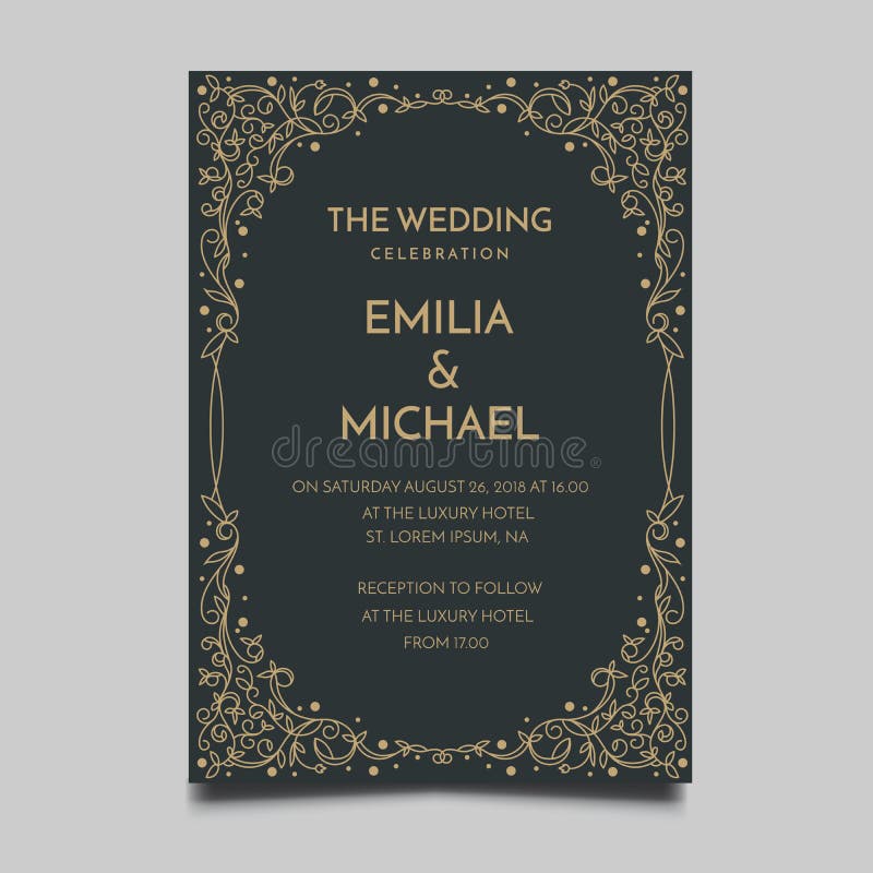 Floral Wedding Invitation Template Simple and Elegant Design Stock ...