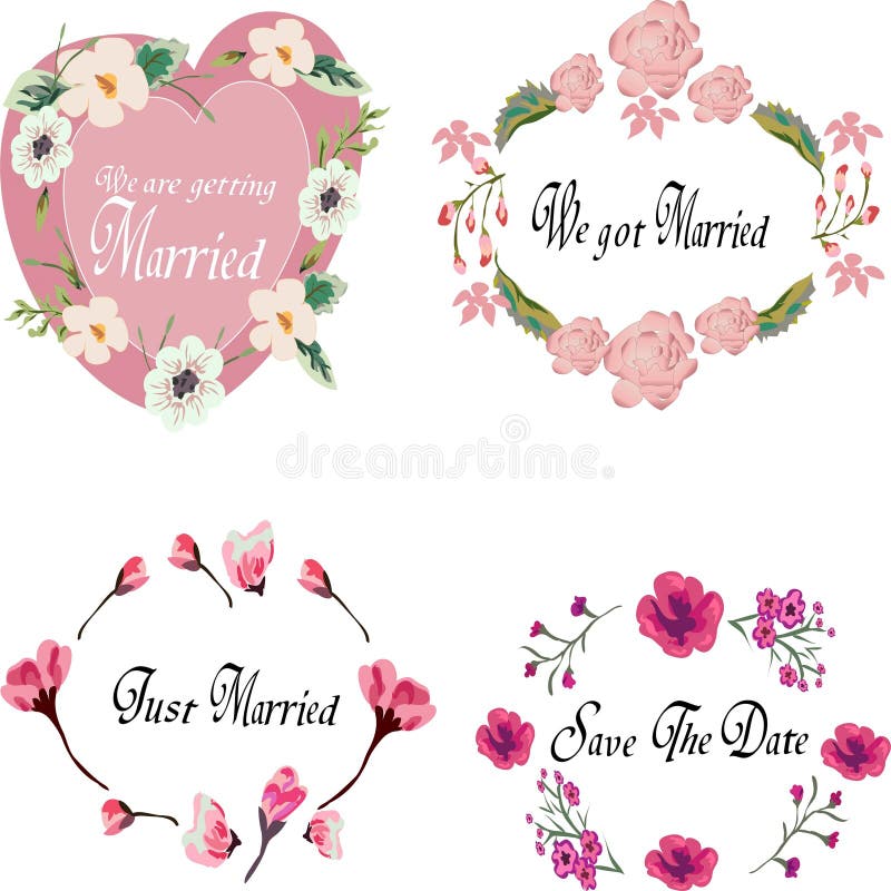 Floral Wedding Sticker and Label Vector Stock Vector - Illustration of ...