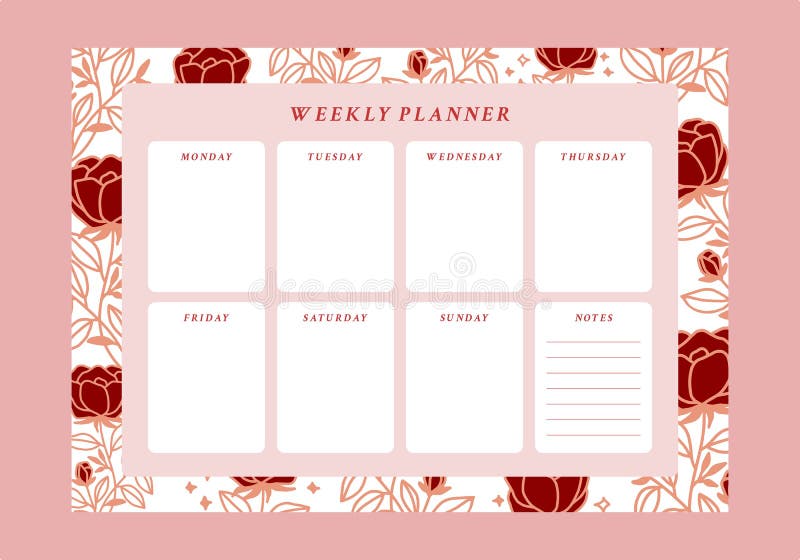 Floral Weekly Planner and To Do List Template Stock Vector ...
